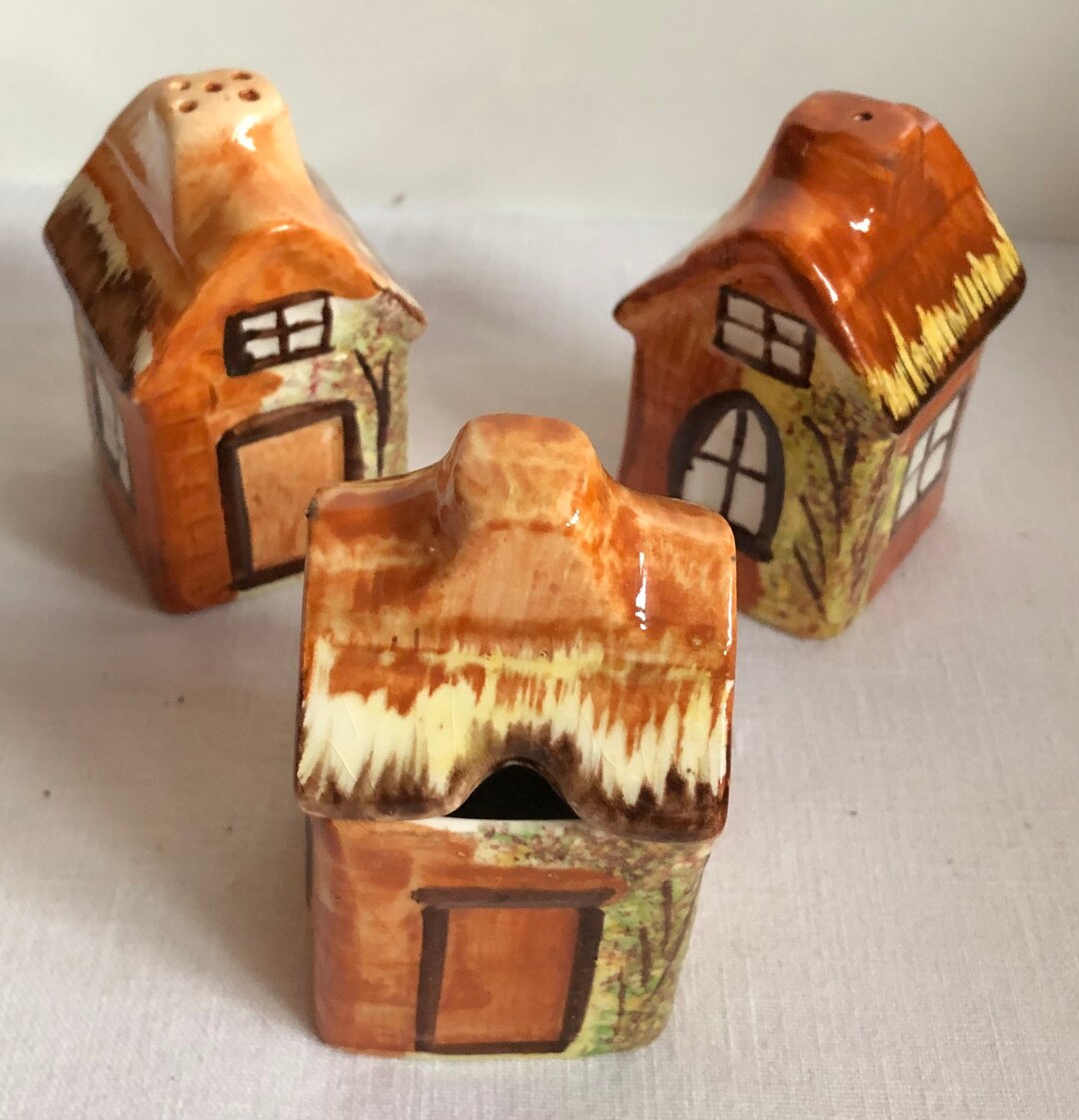 Hand Painted English Cottage Ware Salt and Pepper Condiment Set Made in ...