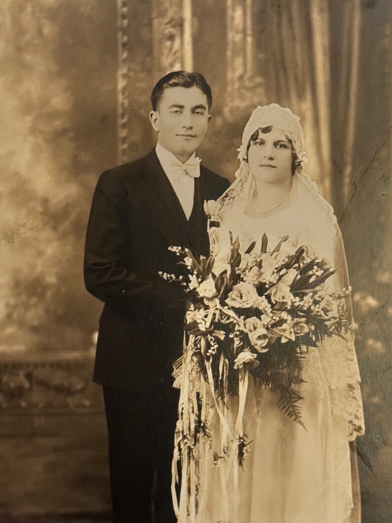 Fabulous Depression Era Wedding Photo in Cardboard Frame Birch Studios ...