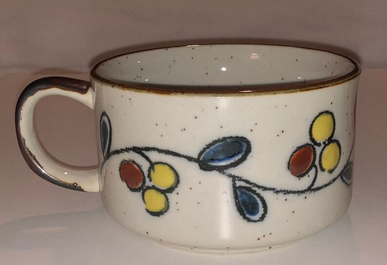 Vintage Stoneware Ceramic Soup Chowder Mug Hand Painted - Etsy