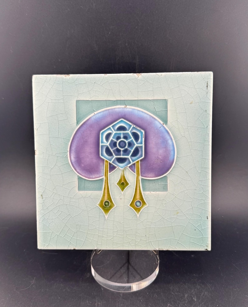 Pair of Antique English Art Nouveau Tile Tube Lined by Henry Richards ...