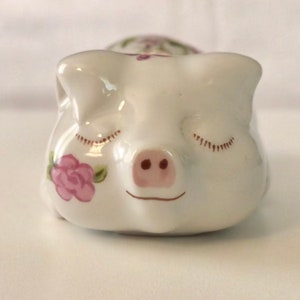 2 Vtg 1978 Brazilian Ceramic Pig Floral Pomander Potpourri Sachet ...
