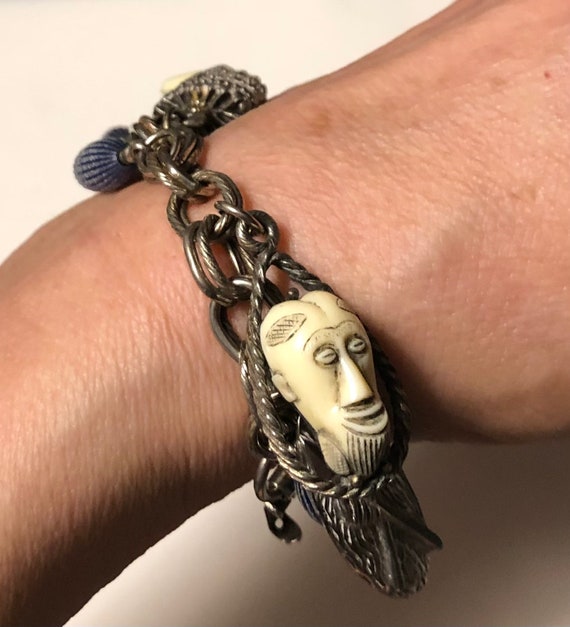 HTF Signed Vintage Selro Selini Charm Bracelet Faux I… - Gem