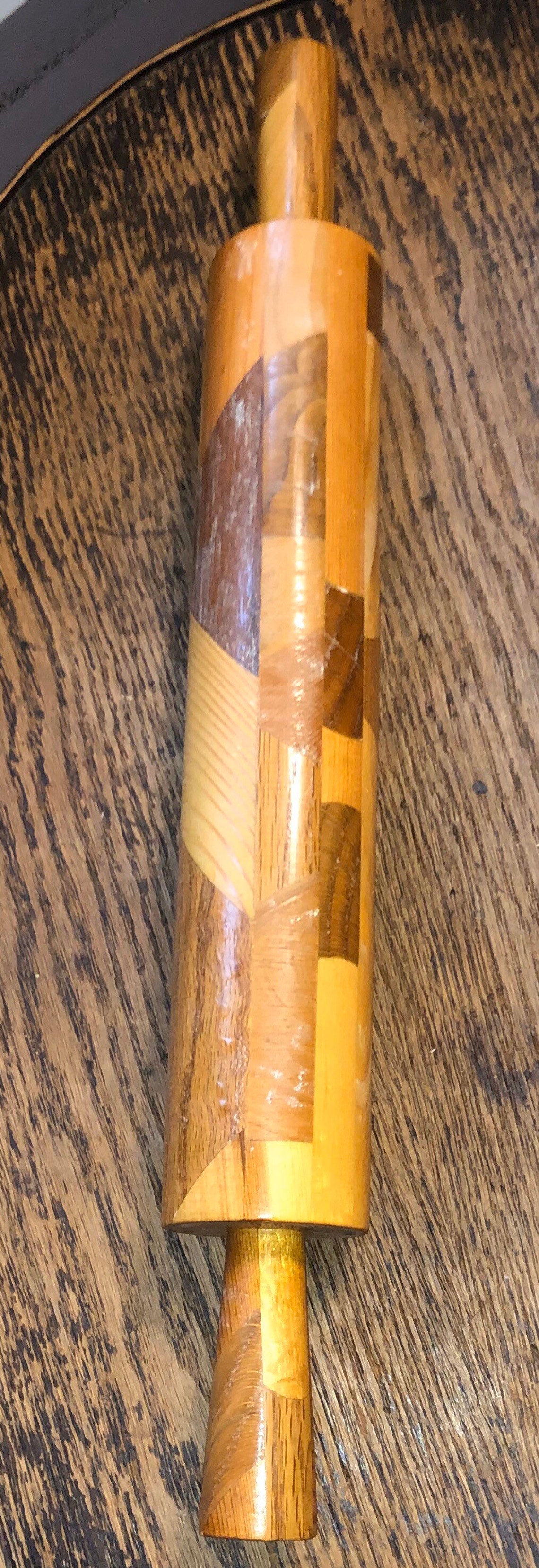 Vintage Wooden Rolling Pin Handmade Wood Inlay Marquetry | Etsy