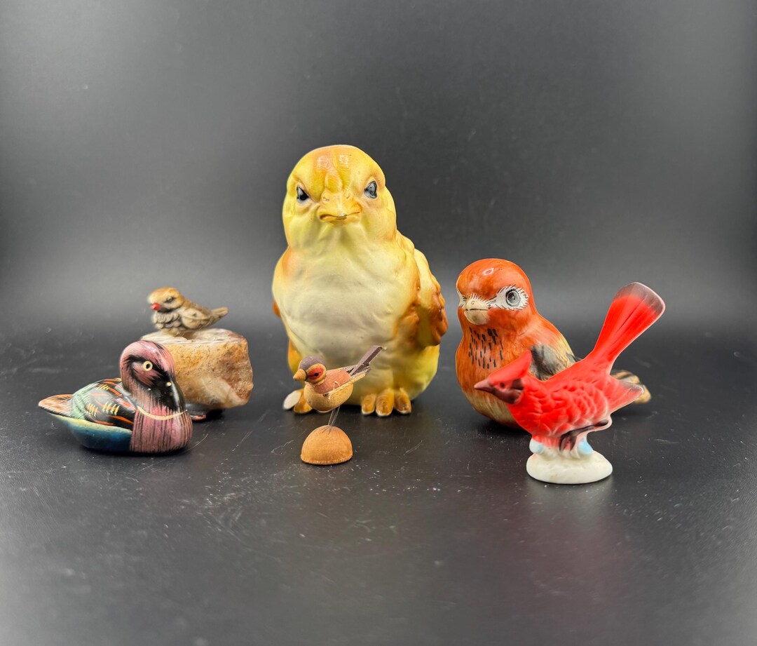 Vintage Bird Figurines Mallard Duck Decoy Japanese Majolica Bird ...