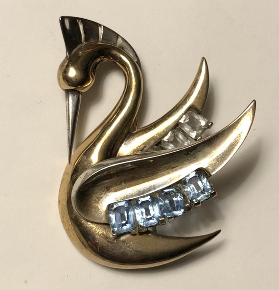 Very Rare Marcel Boucher Swan Brooch Sterling Vermeil… - Gem