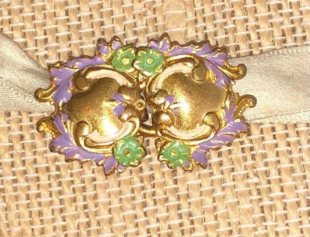 Late 1800s Enameled Art Nouveau Buckle Choker Necklace Miniature Buckle ...