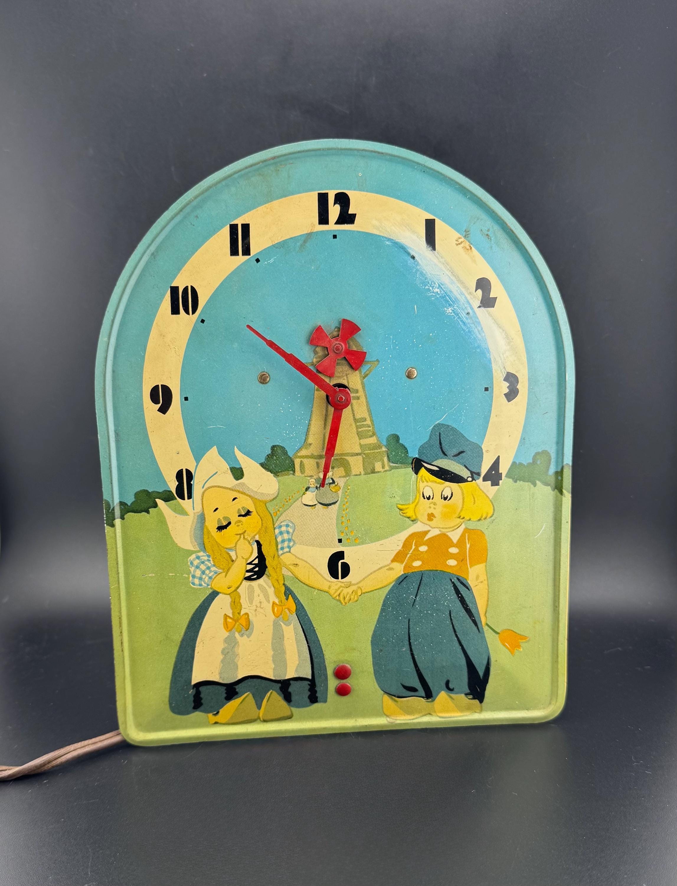 Antique 1930s Art Deco Dutch Mill Electric Clock W Windmill European ...