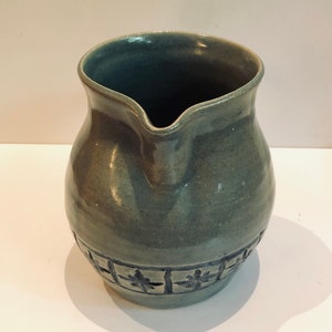 Vintage Signed Studio Pottery Juice Pitcher Pinched Spout Bonita Blue ...