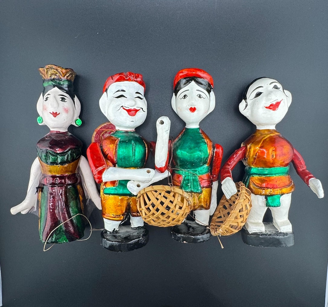 4 Fabulous Vintage Vietnamese Water Puppets Asian String Dolls Movable ...