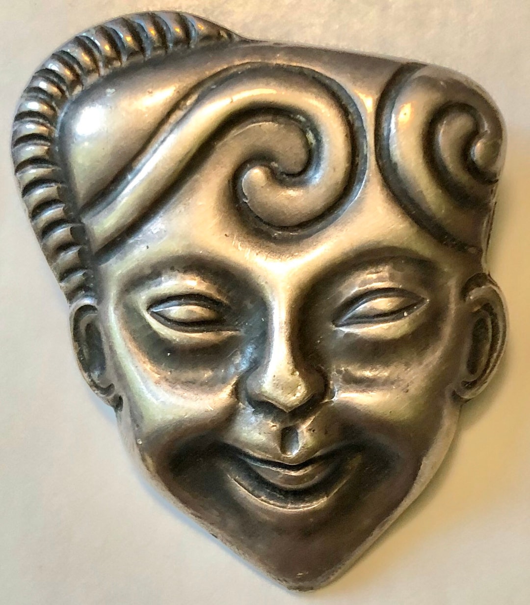 Vintage Mayan Tribal Mask Mexican Sterling Brooch Silver Signed ...