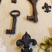 Vintage Skeleton Key Fleur-de-lis Buttons Found Objects Shadowbox Wall ...