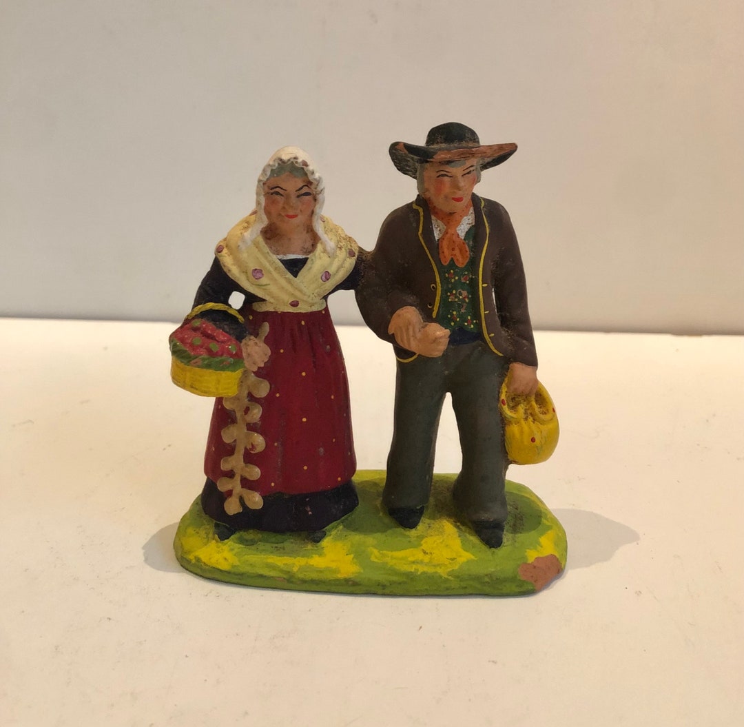Vintage European Old Couple Figurine French Folk Art - Etsy