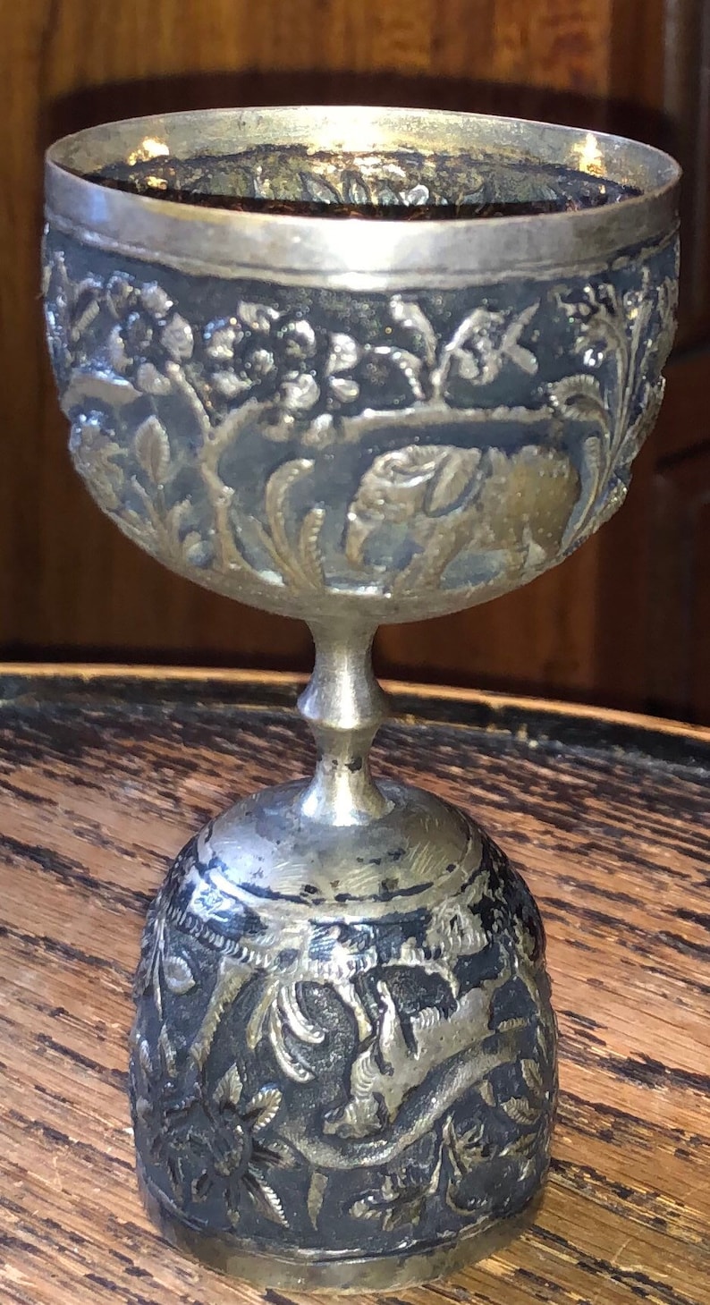 Antique Islamic Double Cup Ca 1780s-1800 Hand Carved W Animals Elephant ...