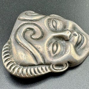 Vintage Mayan Tribal Mask Mexican Sterling Brooch Silver Signed ...