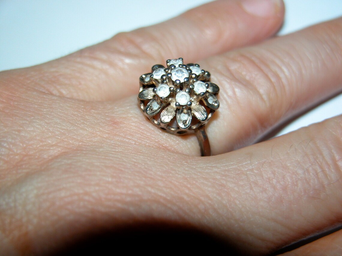 Vintage Princess Ring Retro Silver Cocktail Ring Vermeil - Etsy