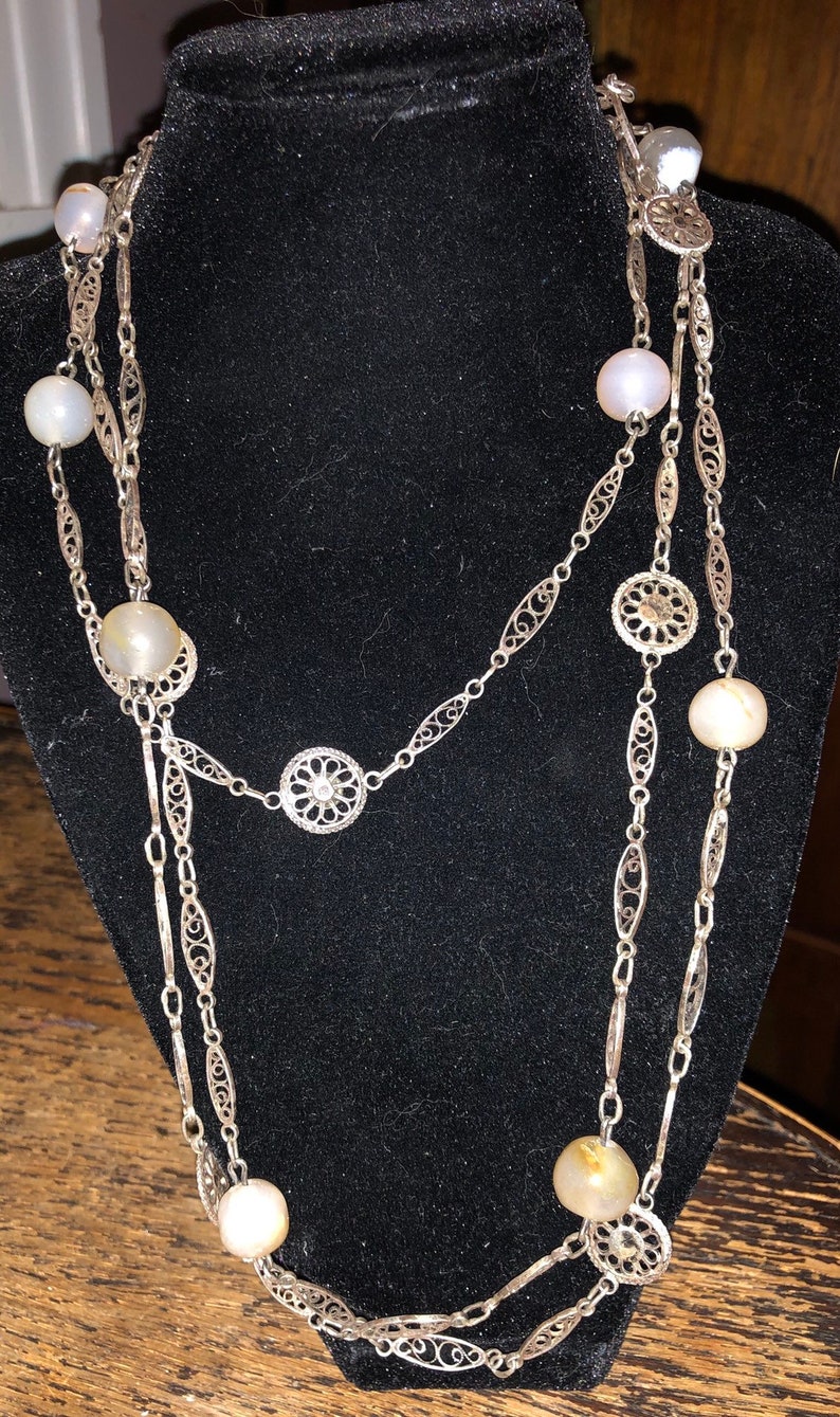 Israeli Brutalist Filigree Necklace Vintage Agate Chain | Etsy