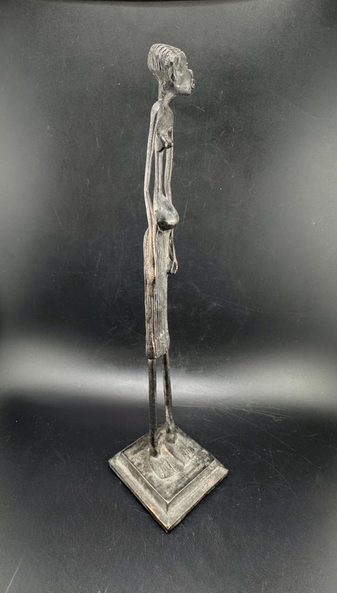 Vintage Tall Stylized Metal African Statue Pregnant Woman Sculpture ...