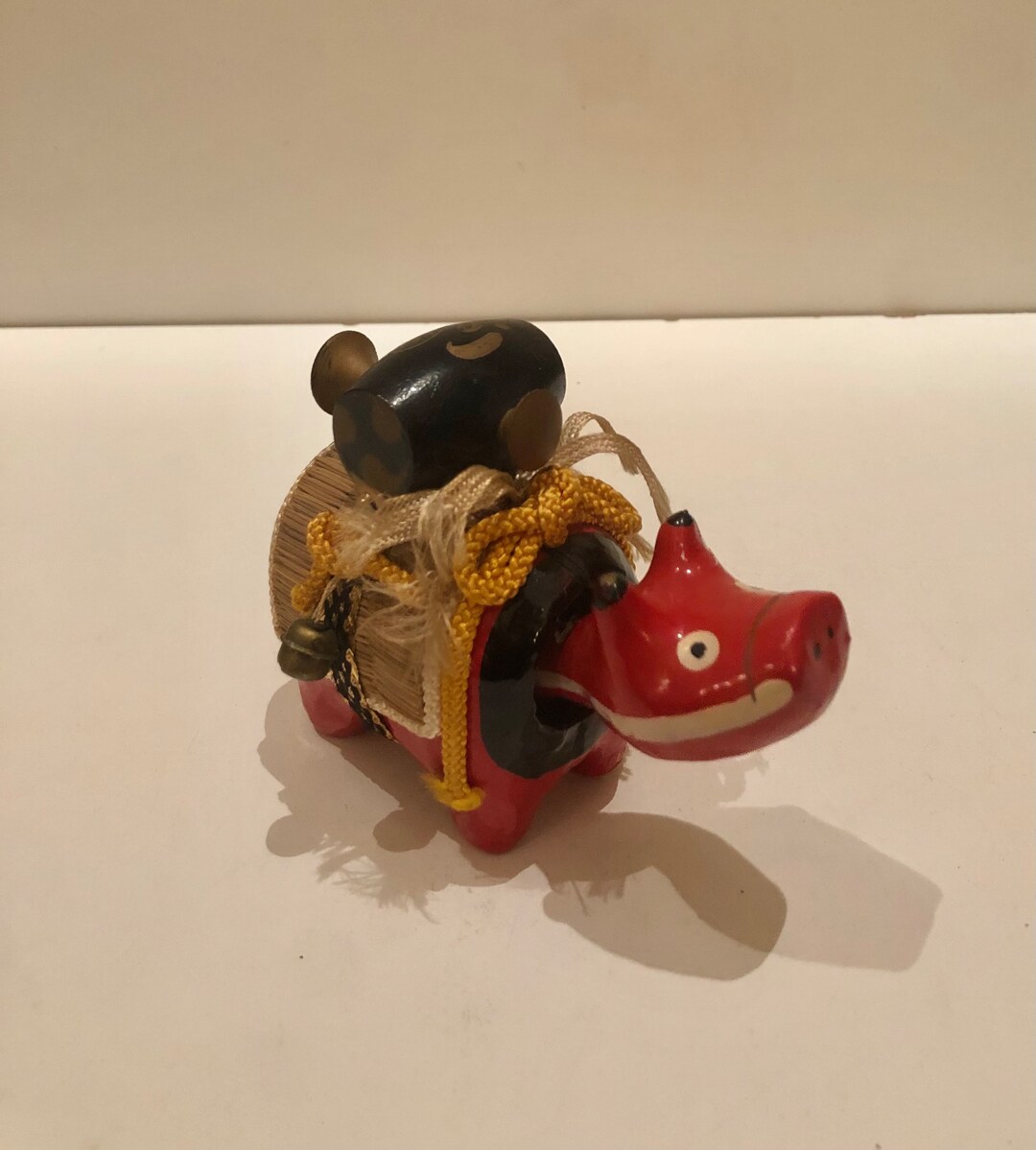 Very Cool Japanese Papier-mâché Bobble Head Akabeko Lucky Cow Figurine ...