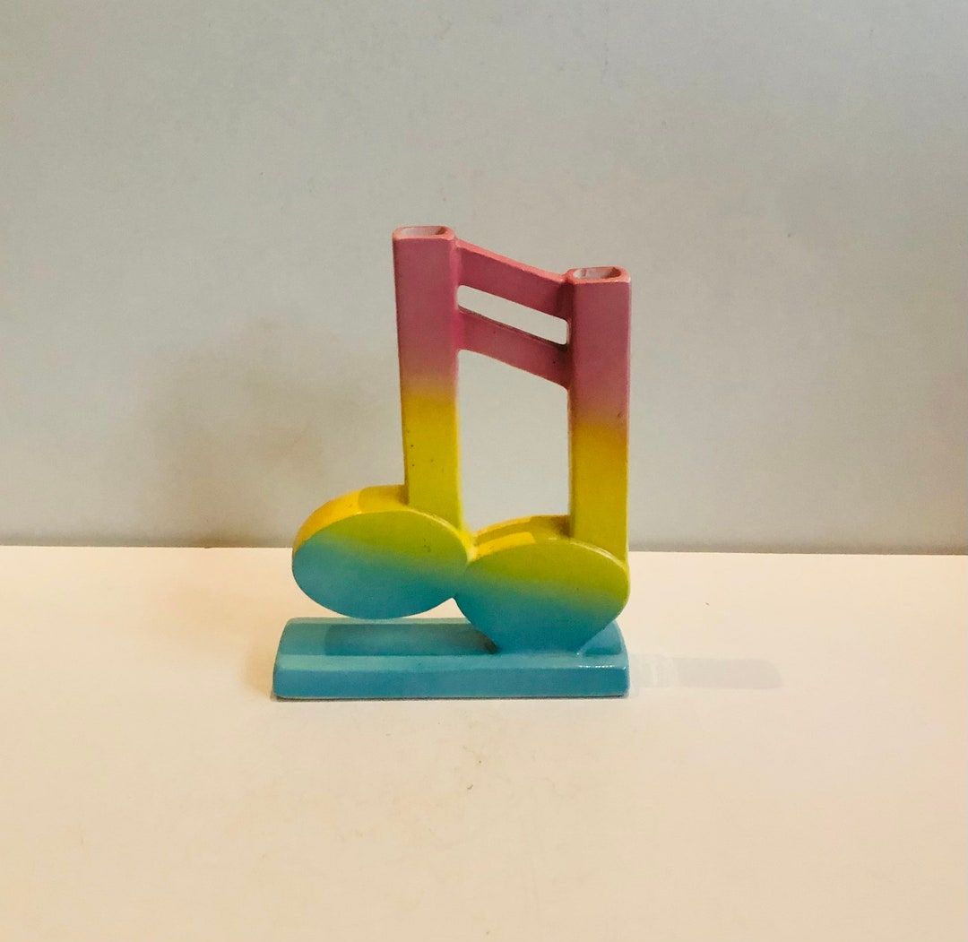 Vintage Fitz & Floyd Music Notes Bud Vase in Pastel Rainbow Glaze ...