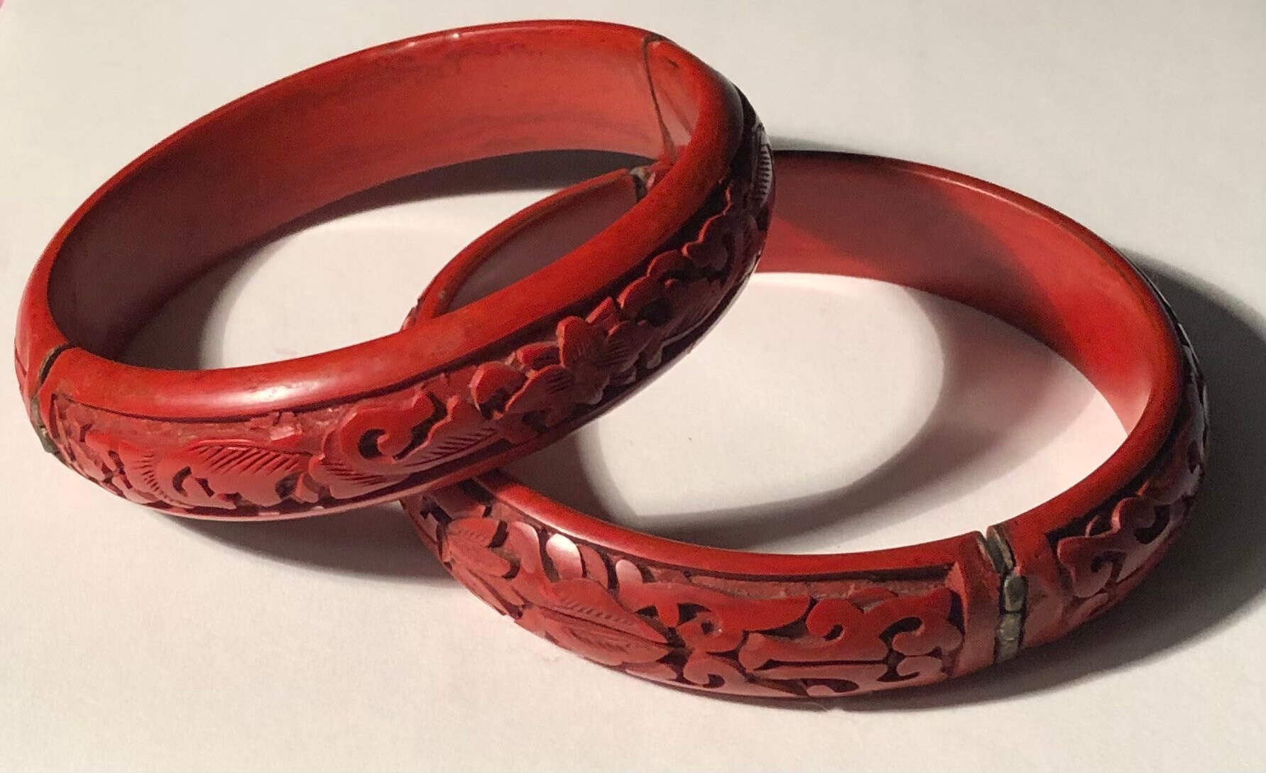 RARE PAIR Antique Chinese Cinnabar Hinged Bangle Bracelets Ca - Etsy UK