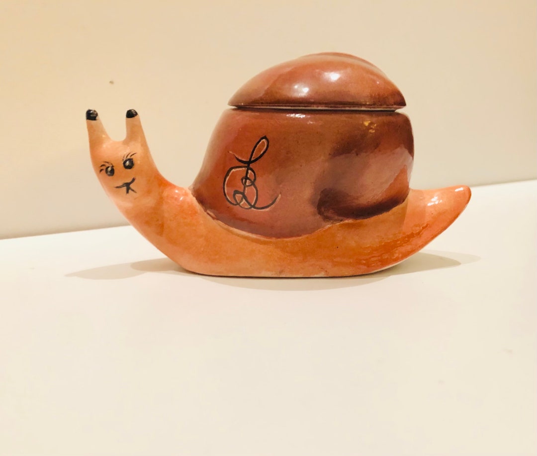 Vintage Anthropomorphic Snail Condiment Container Figural Lidded French ...