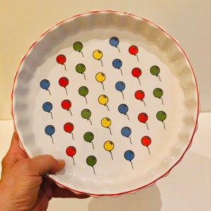 Vintage Ceramic Quiche or Tart Plate Made in England Floating Balloons ...