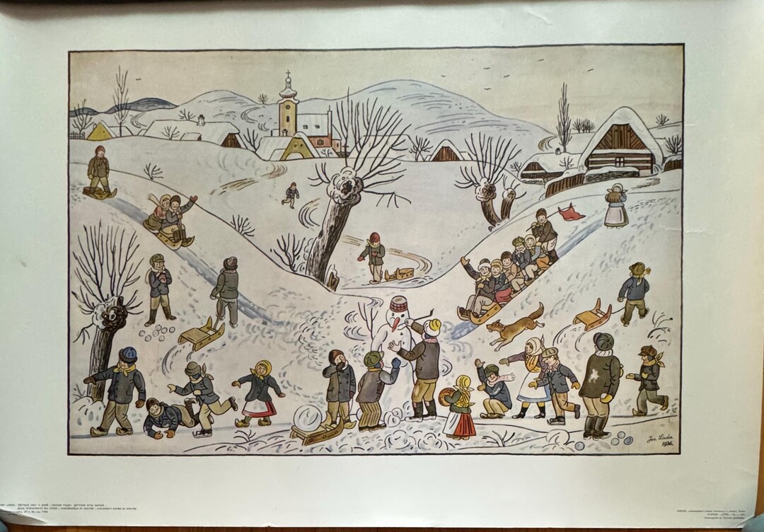 Vintage 1979 Josef Lada Museum Poster Print 1936 Children’s Games in ...