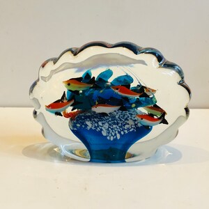 Beautiful Vintage Art Glass Double Sided Fish Aquarium Paperweight ...