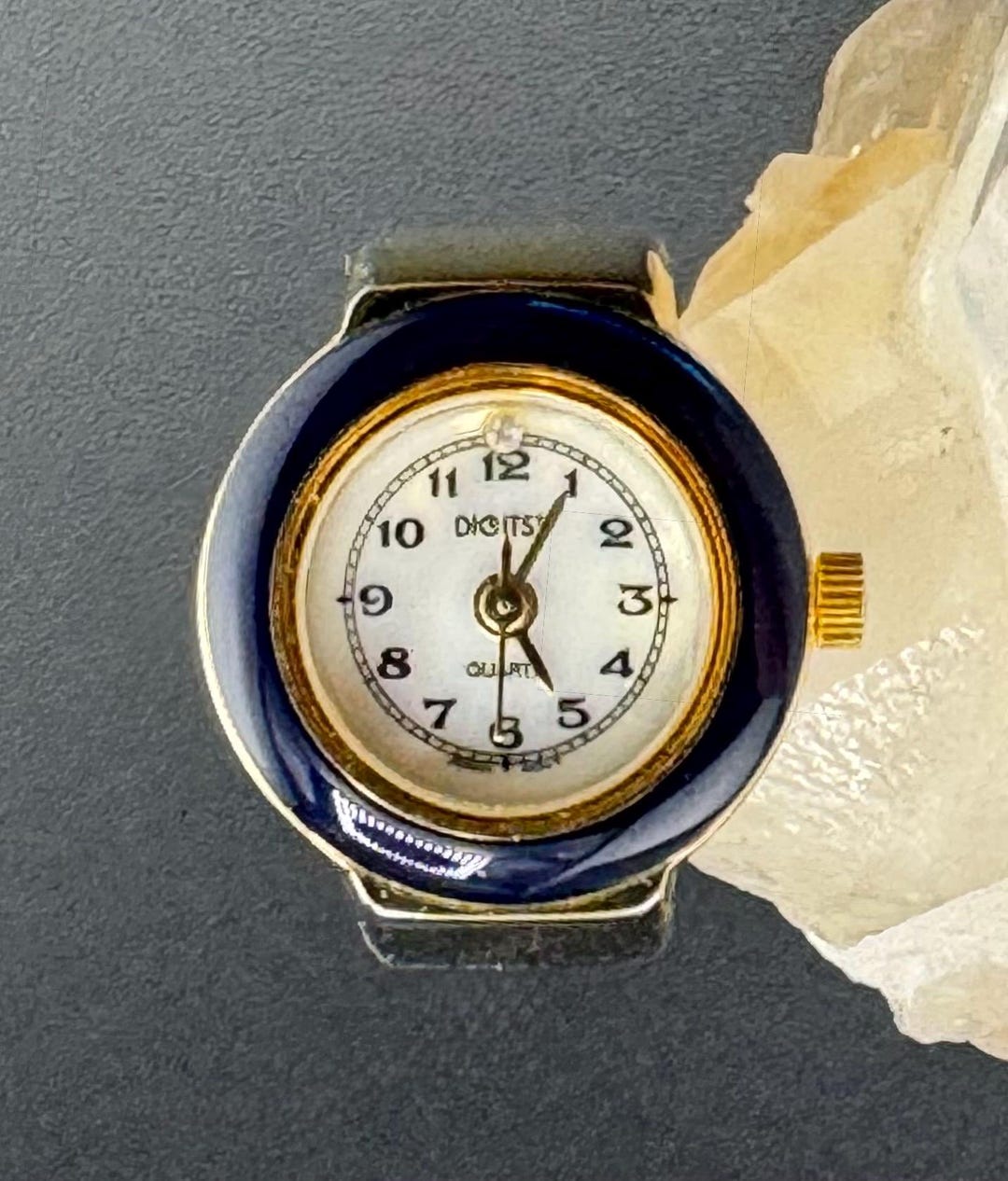 Vintage Digits Bonetto Finger Ring Watch Quartz Movement Round Enameled ...