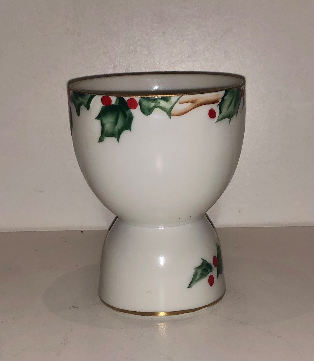 Vtg Hand Painted Lefton China Christmas Egg Cup Holly Berries - Etsy