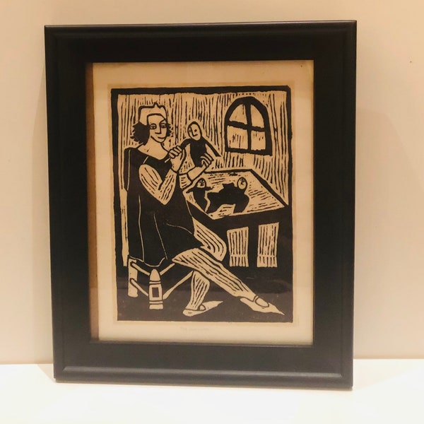 Linocut People Print - Etsy
