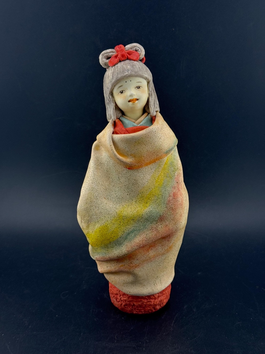 Vtg Hand Painted Japanese Geisha Girl Statue Young Lady in Colorful ...