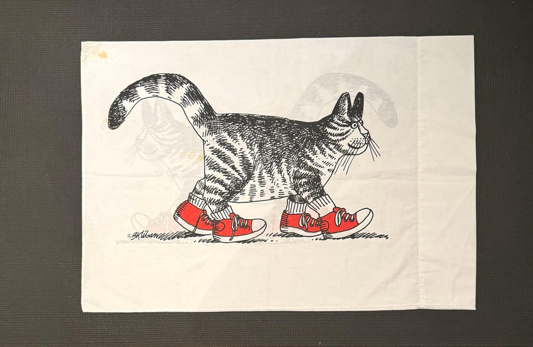 Vintage B. Kliban Cat in Red Sneakers Single Standard Pillowcase Fat ...