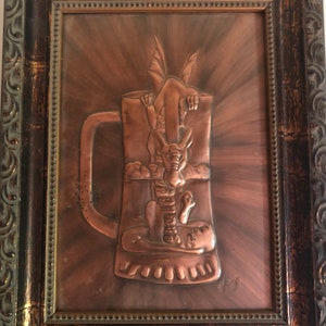 Vintage Repousse Copper Art Sculpture "what's in Your Beer?" Mug ...