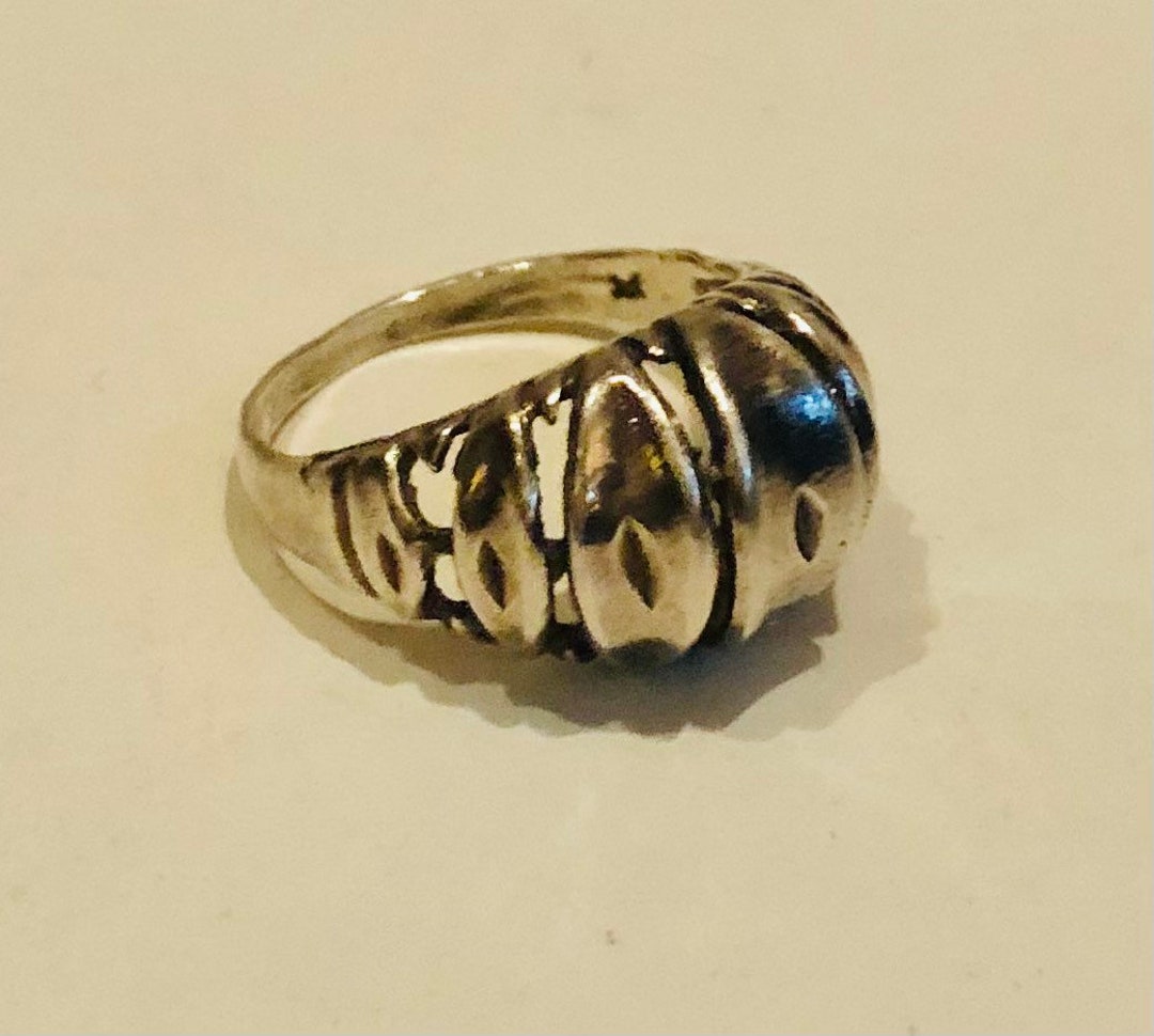 Classic Vintage Sterling Done Ring With Pierced Open Work MCM - Etsy