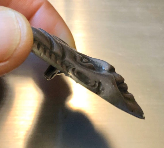 Vintage Mayan Tribal Mask Mexican Sterling Brooch Sil… - Gem