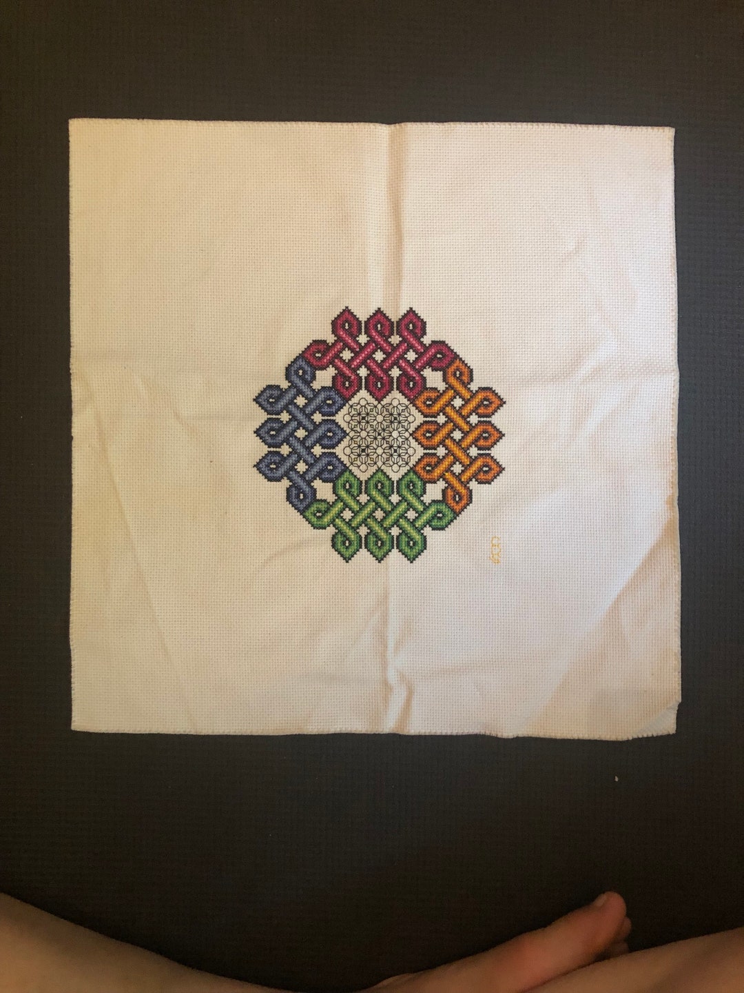Vibrant Vintage Handmade Irish Celtic Knot Needlework Pillow Cover Wall ...