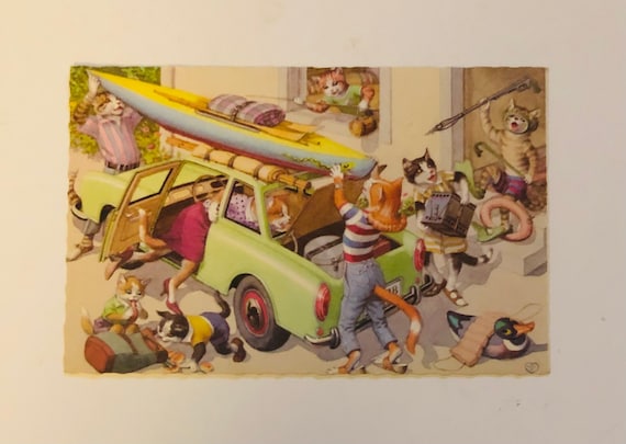 Vintage Alfred Mainzer Cats Postcard Hartung Vacationing - Etsy