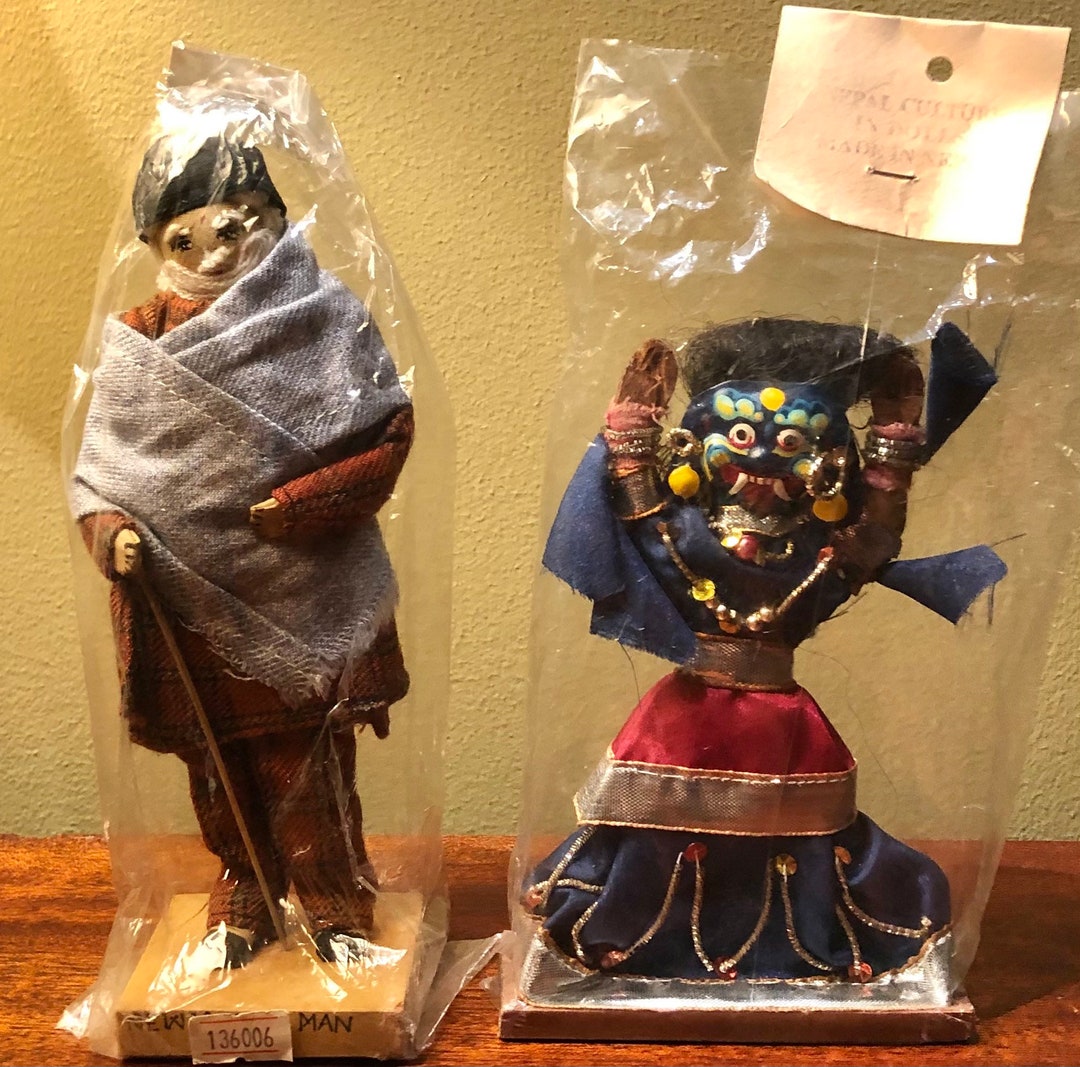 Pair Handmade Vintage Nepalese Culture Dolls Souvenir Nepal Culture ...