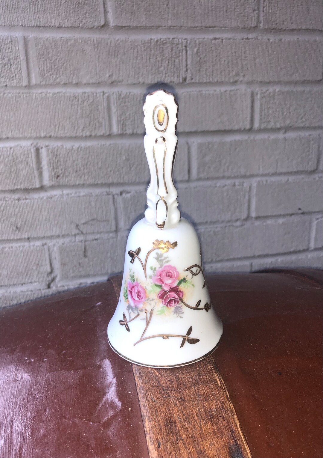 Vintage Porcelain Bell W Hand Painted Roses and Faux Meissen or Dresden ...