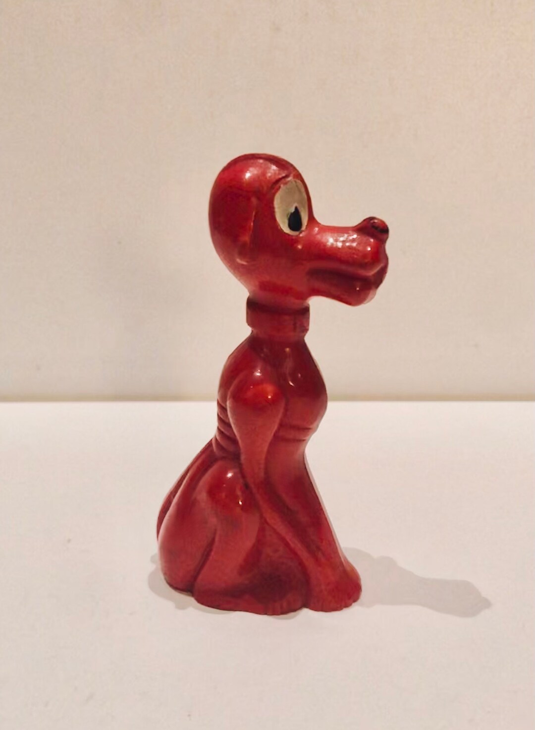 Midcentury Vintage Baby Rattle 3D Red Plastic Goofy Dog Figure the ...