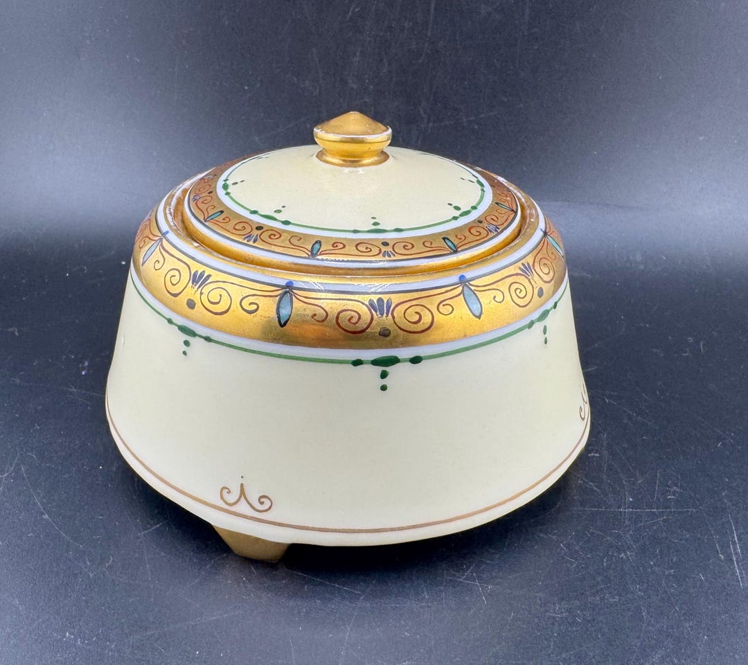 Antique Art Nouveau Julius H Brauer Porcelain Powder Jar Footed ...