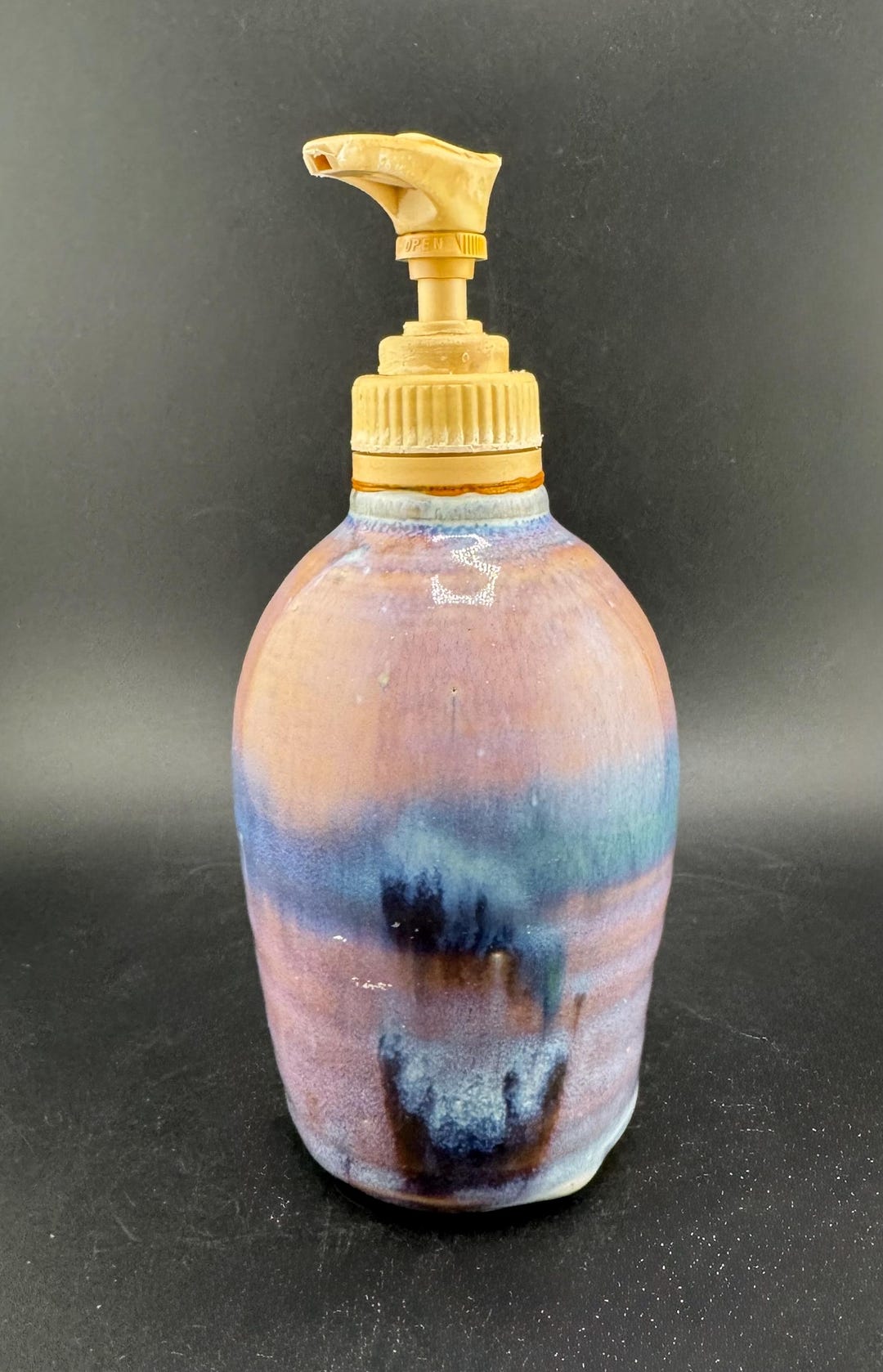Vintage Praise God Rob Grimes Studio Pottery Soap Dispenser Pink Purple ...