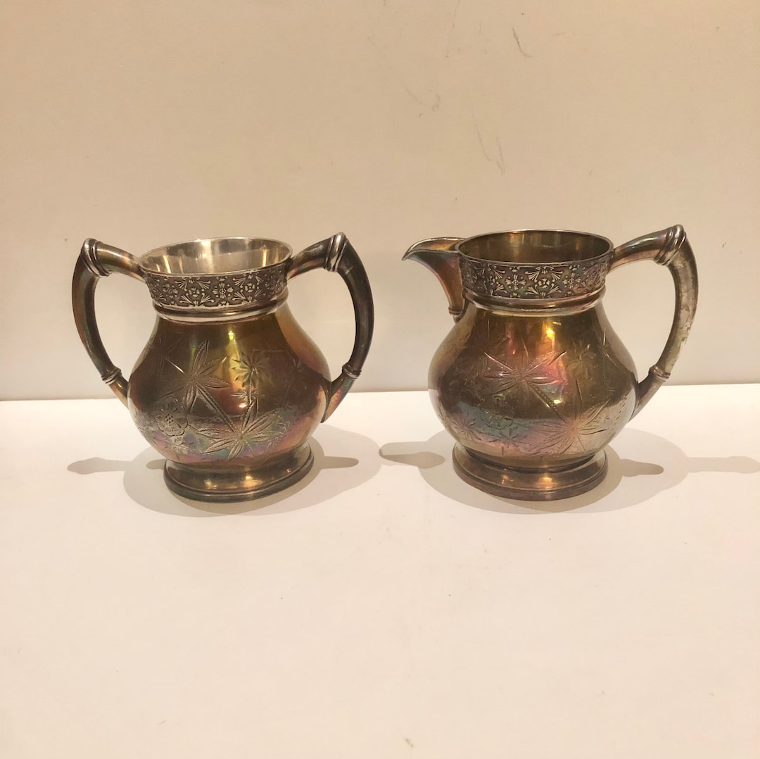 Antique Victorian Edward Furniss Silver Plated Creamer & Sugar Set ...