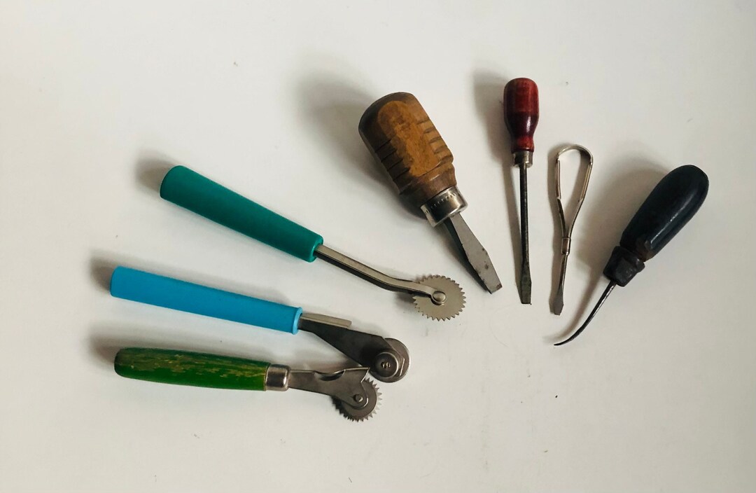 Assortment of Vintage Sewing Tracing Tools Wooden Handled Screwdriver ...