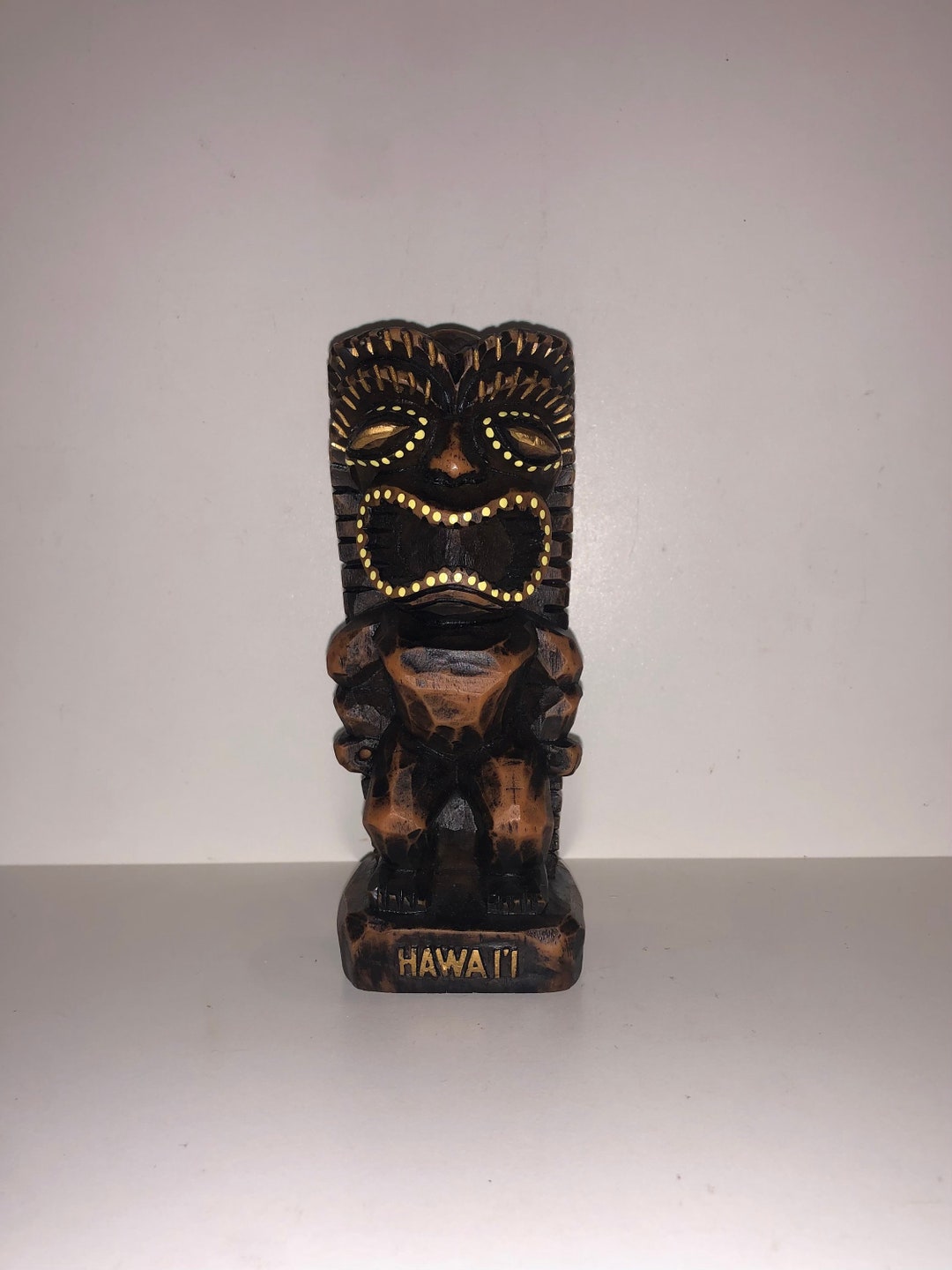 Carved Faux Wood Hawaiian Winner Tiki Statue Polynesian Figurine Symbol ...