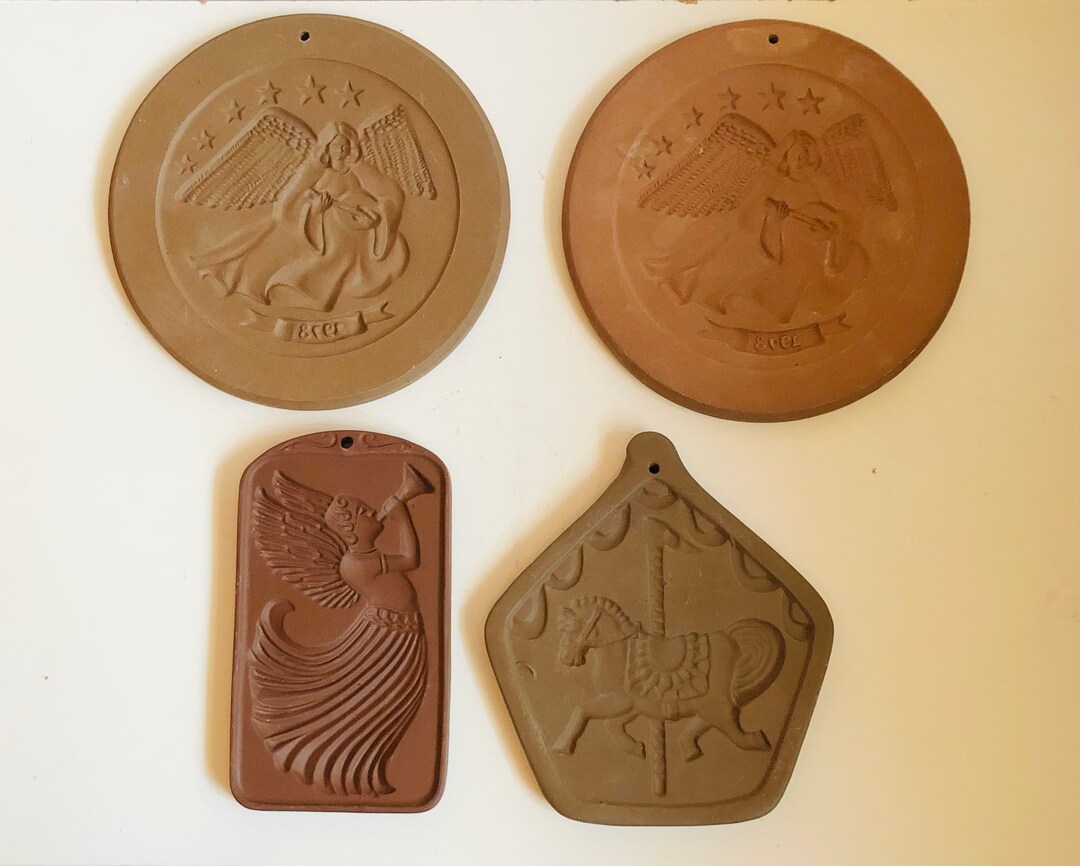 4 Vintage Hartstone Shortbread Molds Angel Carousel Horse Smithsonian ...