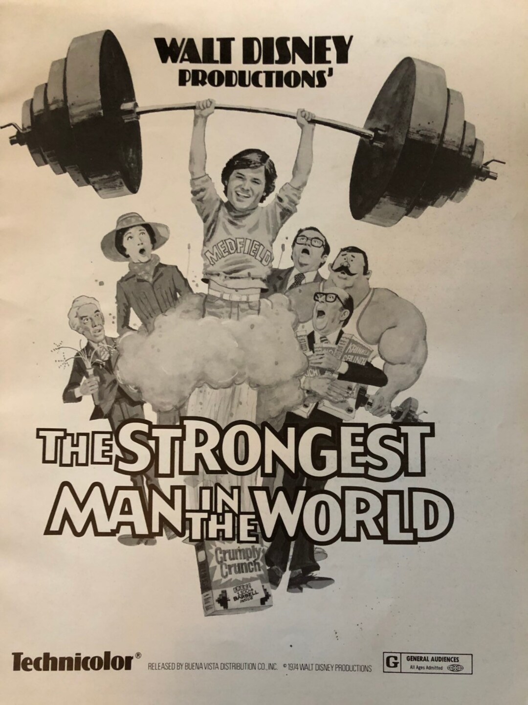 1975 Disney Strongest Man in the World Pressbook With Ad Pad Kurt ...