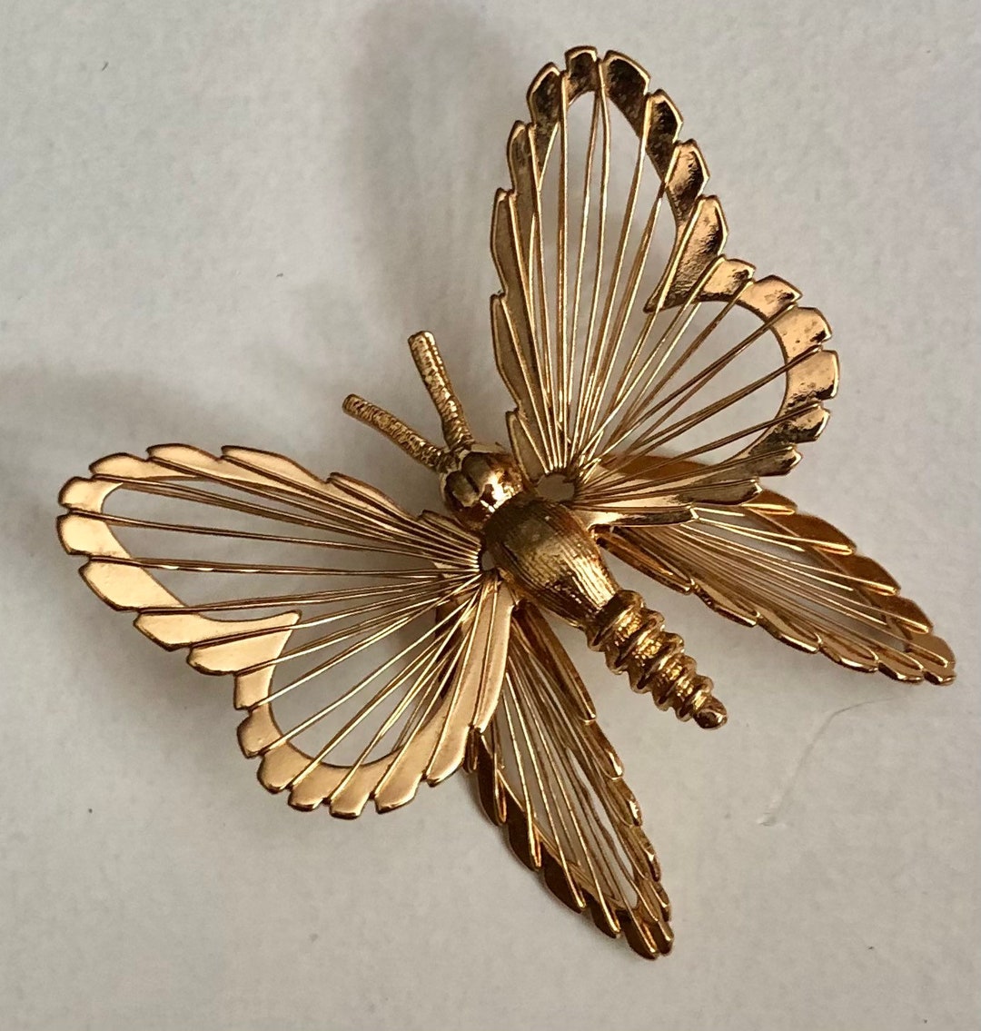 Broche papillon Monet vintage plus 24" collier Monet, lot de 2 bijoux ...