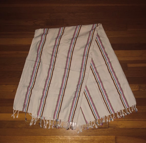Vintage Turkish Shawl Soft with Multicolored Stripes … - Gem